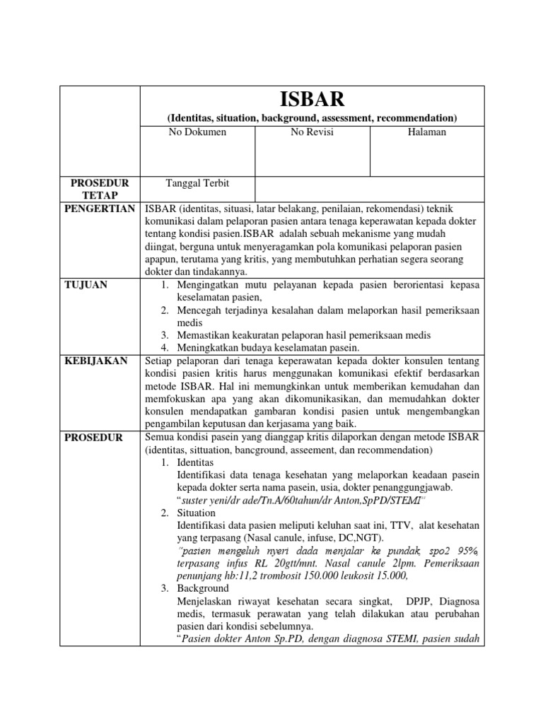 Sop Isbar | PDF