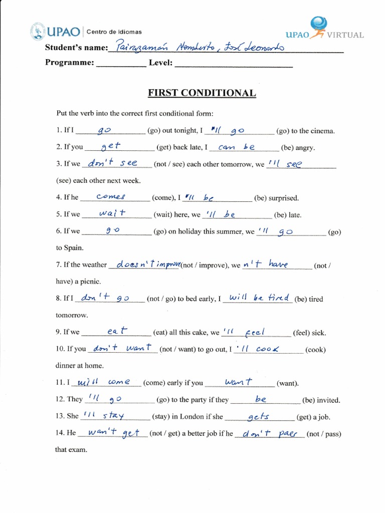 First Conditional | PDF | Syntax | Grammar