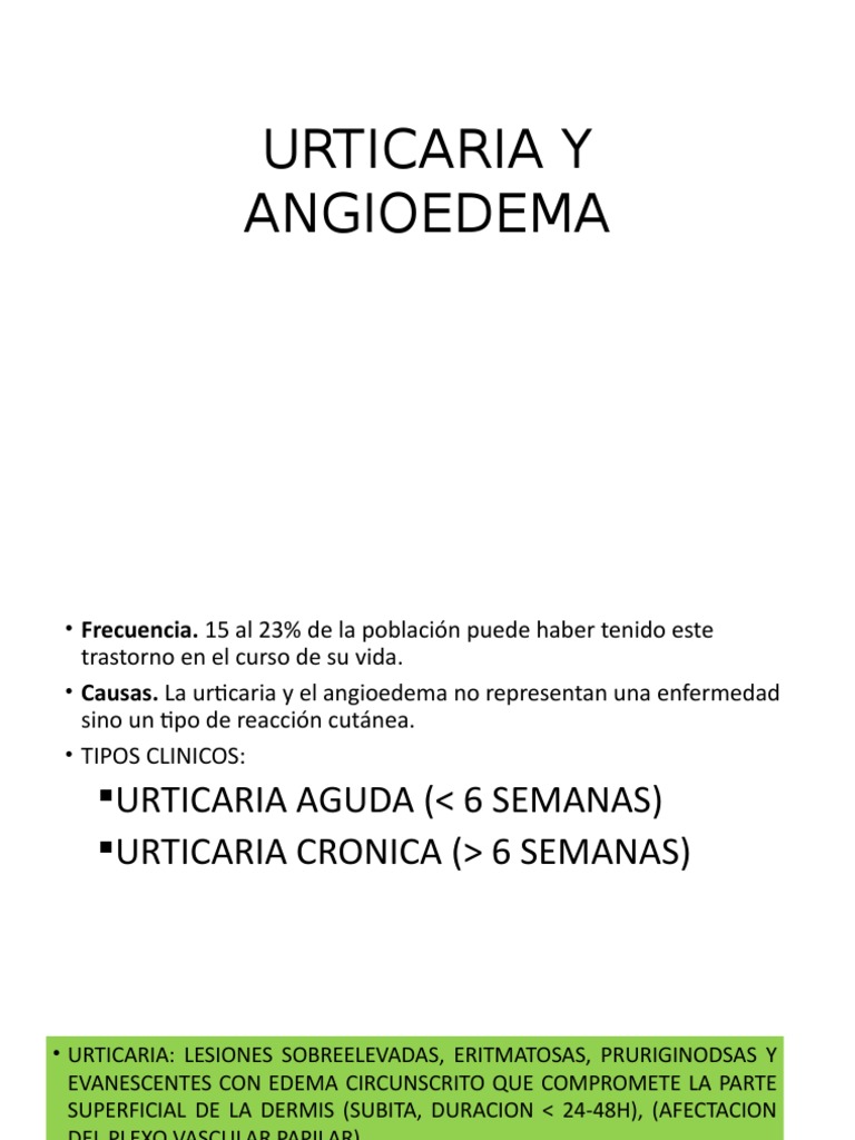 Urticaria y Angioedema | PDF | Alergia | Condiciones cutáneas