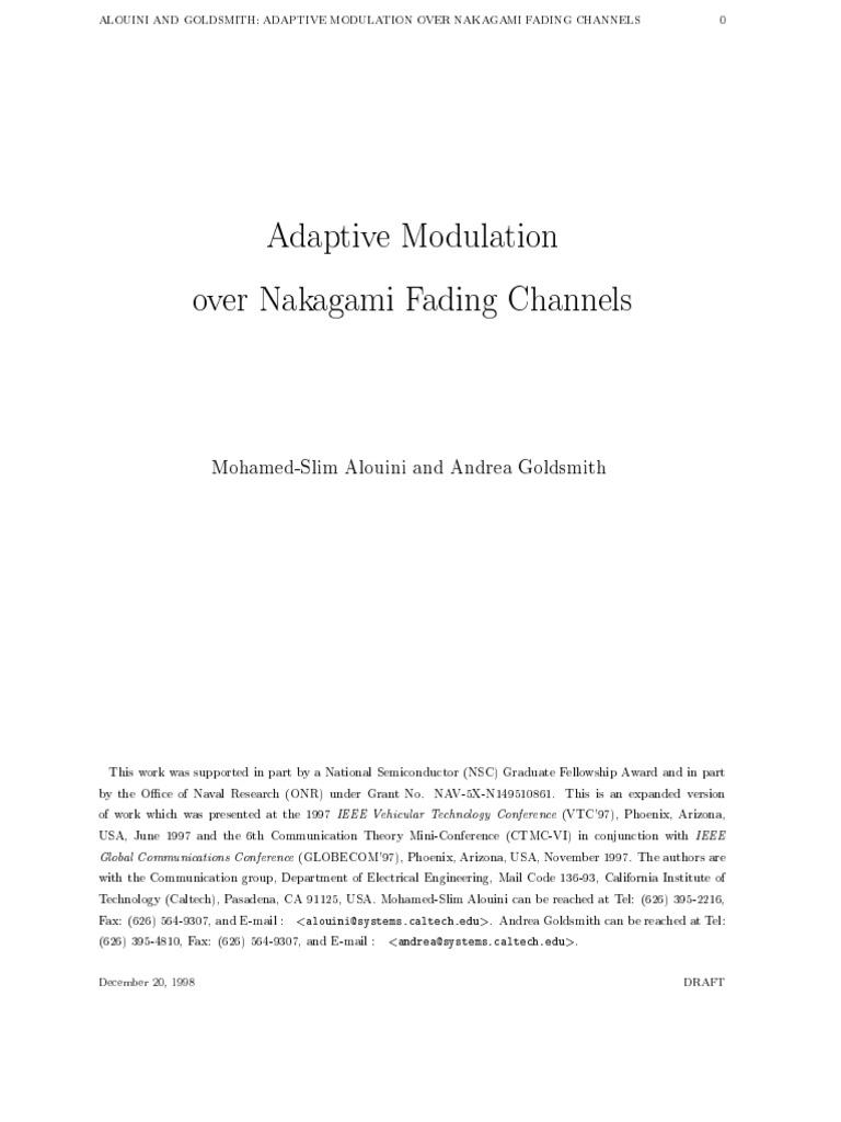 Adaptive Modulation Over Nakagami Fading Channels | PDF | Bandwidth (Signal Processing) | Modulation