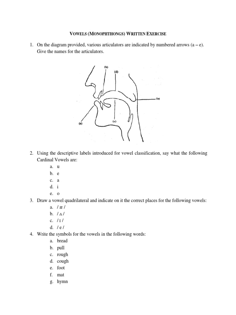 3 - Vowels (Monophthongs) - Exercise | PDF