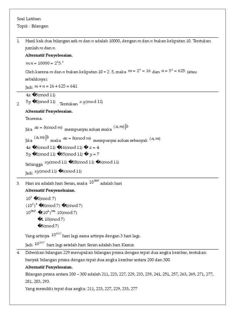 Soal Latihan Bilangan | PDF