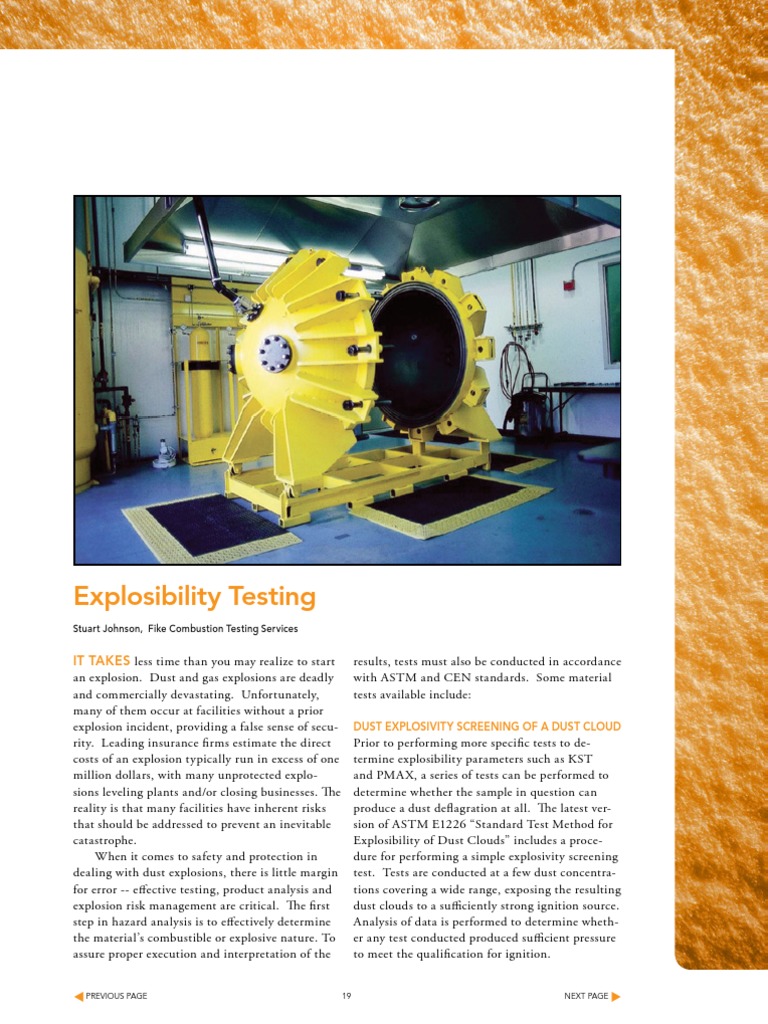 Explosibility Testing | PDF | Combustion | Chemical Process Engineering