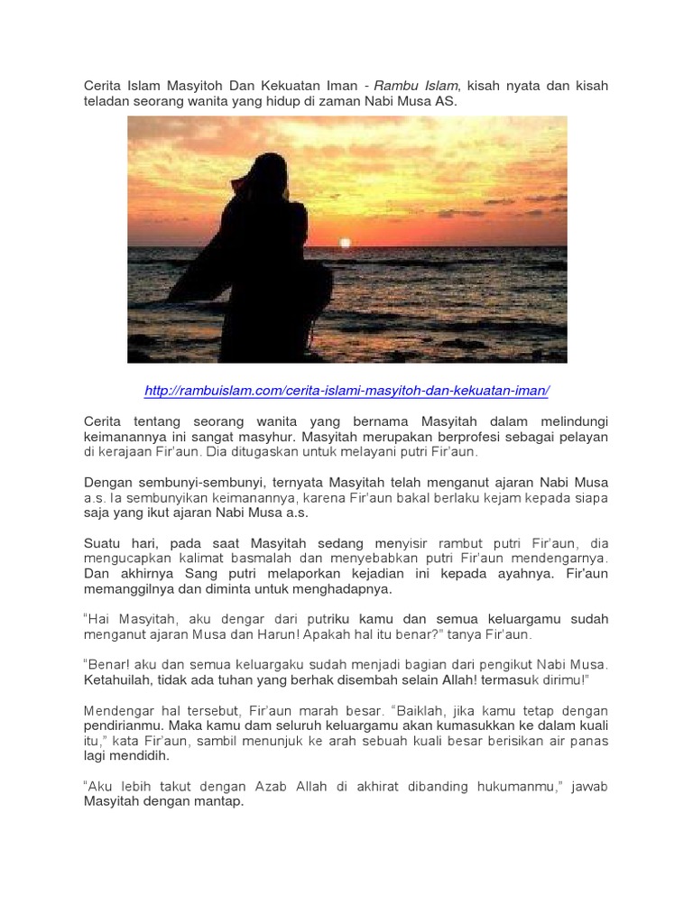 Cerita Islam Masyitoh Dan Kekuatan Iman | PDF