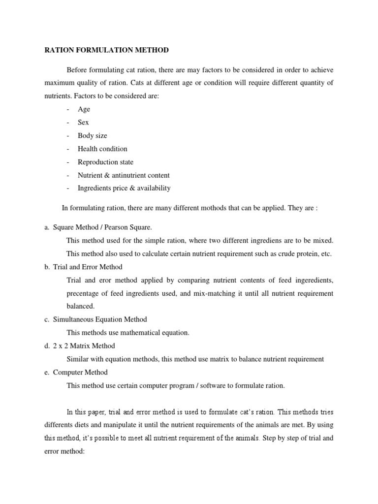 Ration Formulation Method | PDF | Nutrients | Potassium