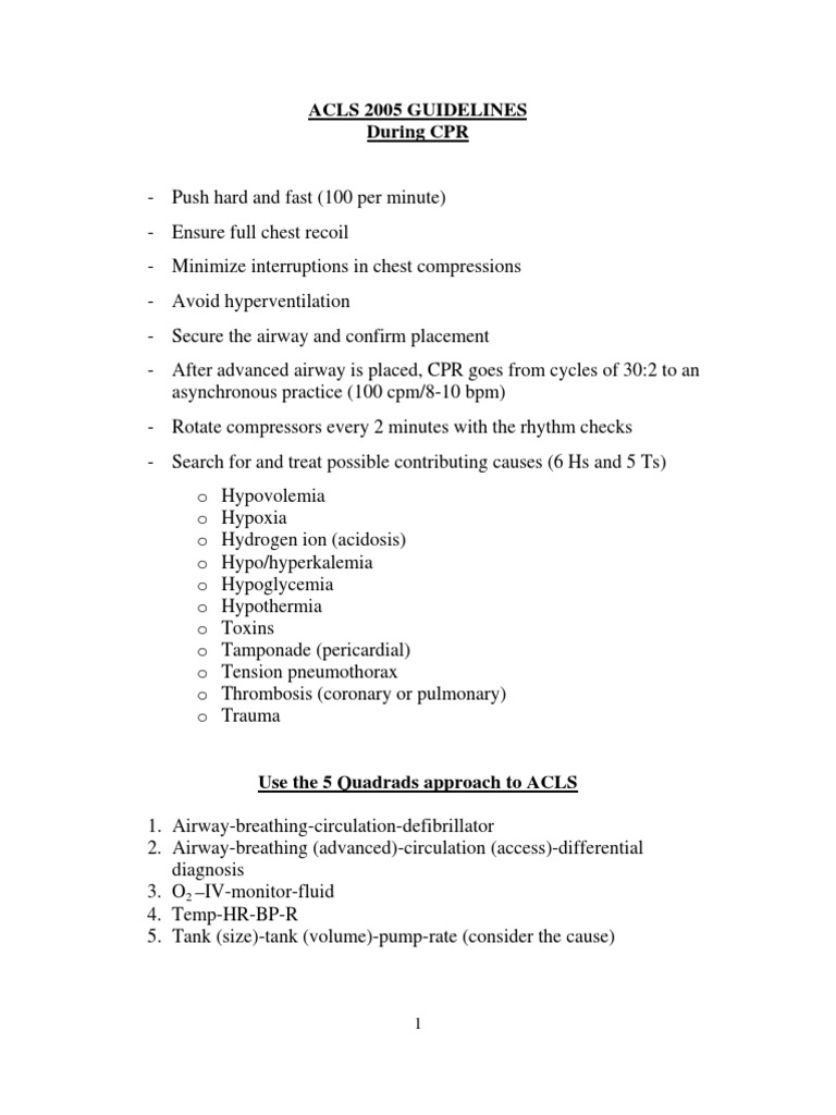 ACLS 2005 Guidelines Overview | PDF | Cardiopulmonary Resuscitation ...