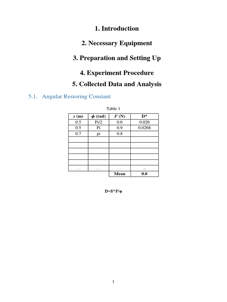 Experiment 4 - Moment of Inertia and Torsional Vibration | PDF