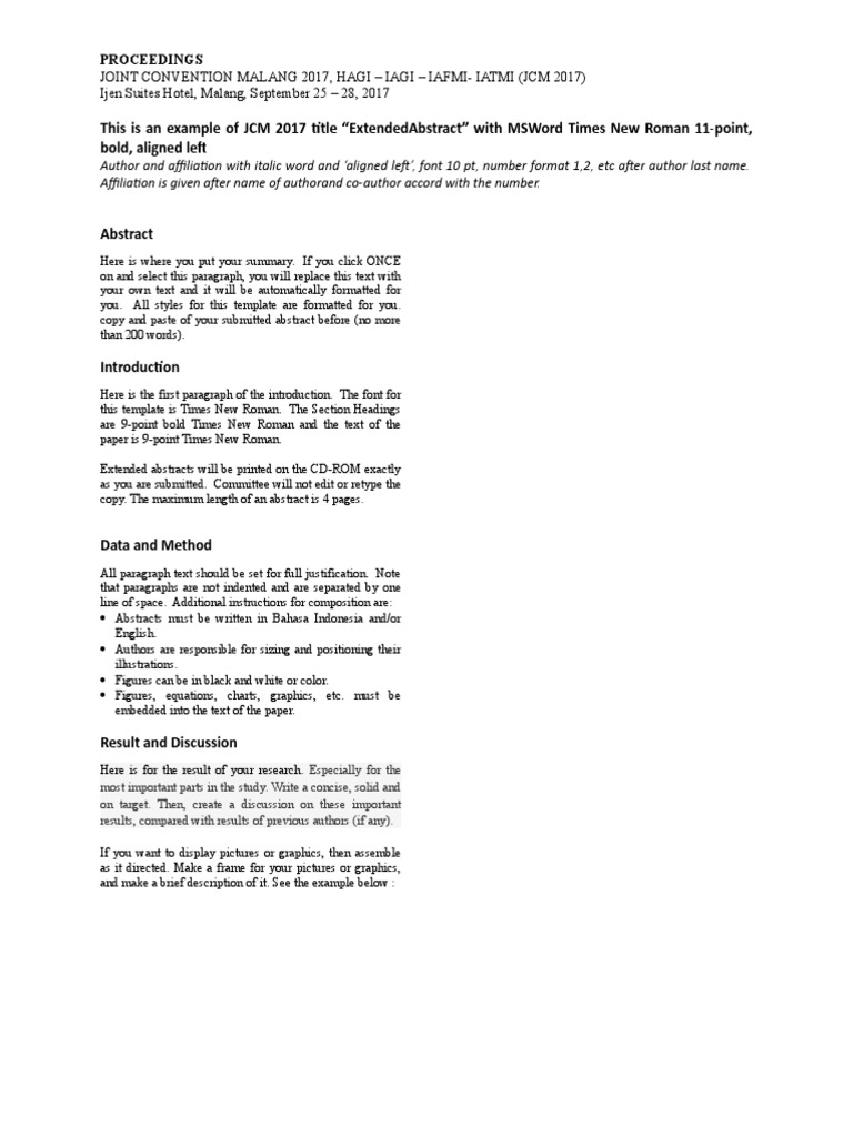 JCM2017 Extended Abstract Template | PDF | Times New Roman | Paragraph