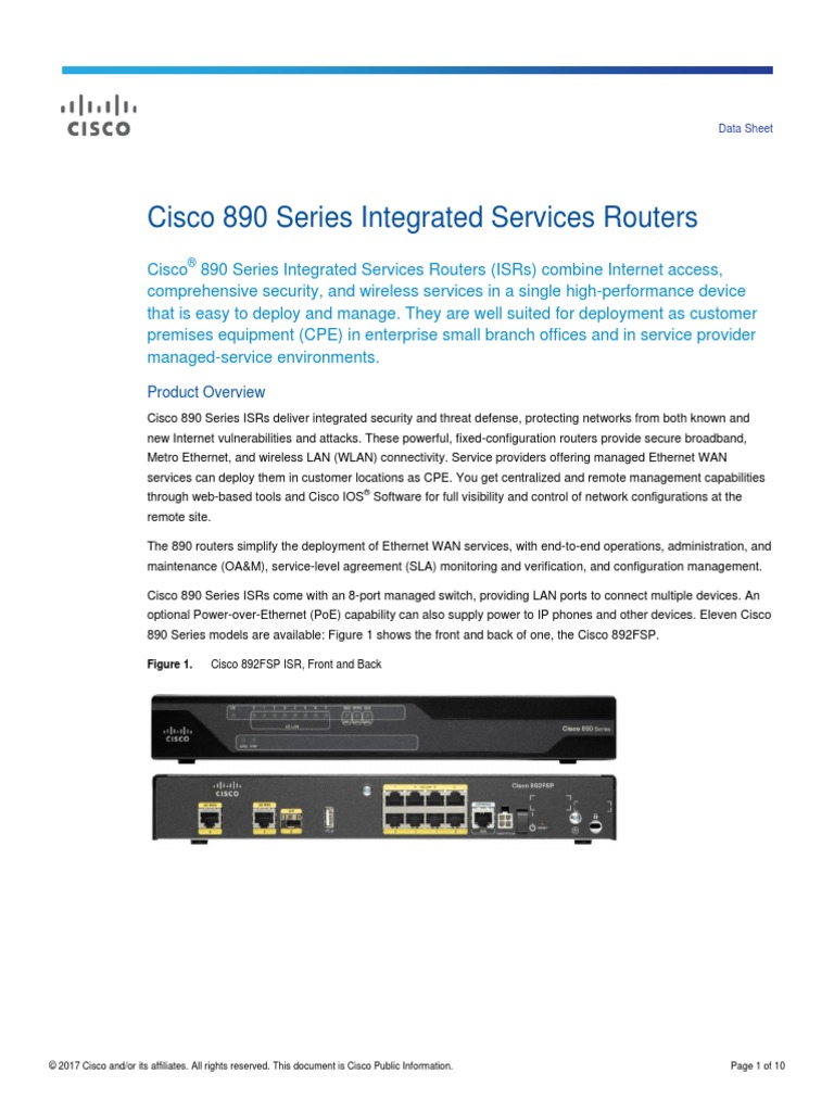 Cisco 890 Serija Data Sheet c78 459542 | PDF | I Pv6 | Wireless Lan
