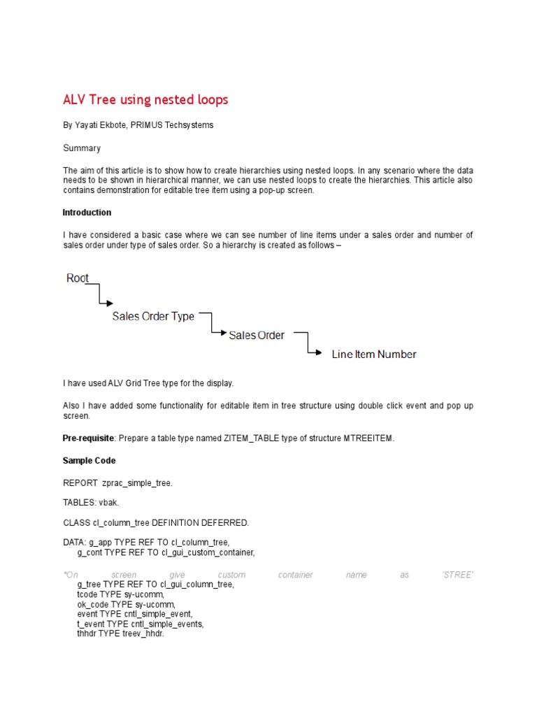 ALV Tree Using Nested Loops | PDF | Hierarchy | Software Development