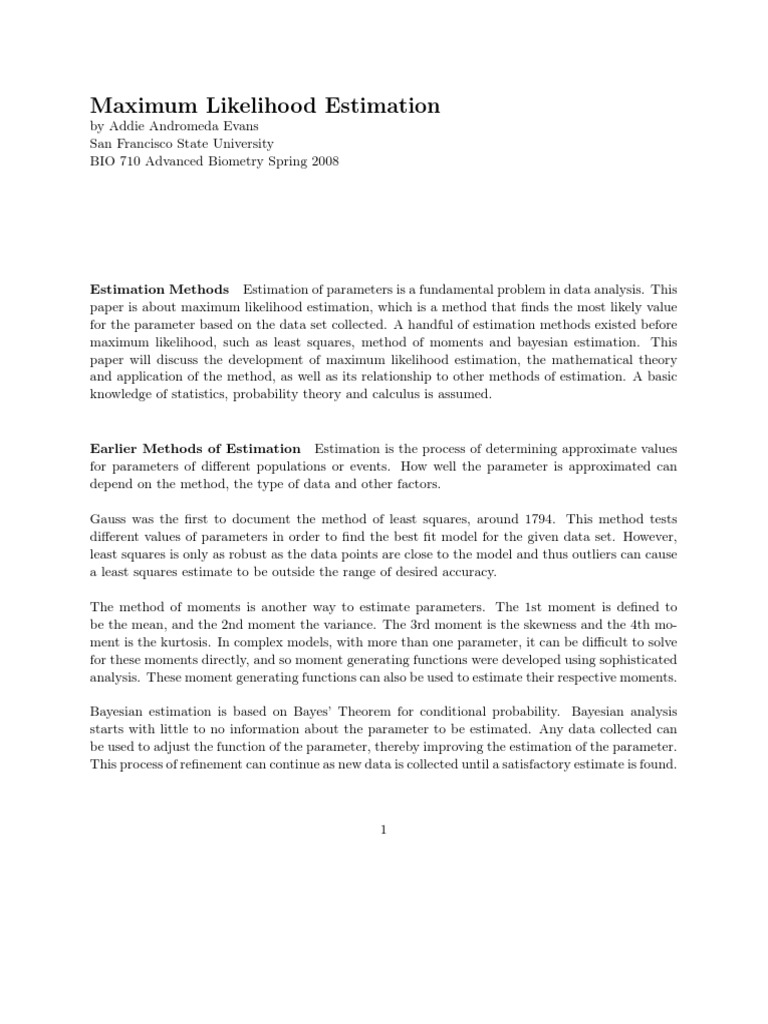 Maximum Likelihood Pdf Estimator Estimation Theory