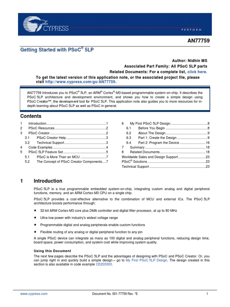 Getting Started With PSoC 5LP | PDF | Microcontroller | Arm Architecture Getting Started With PSoC 5LP | PDF | Microcontroller | Arm Architecture