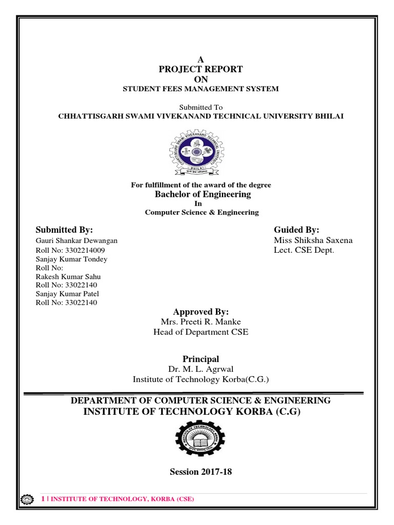 A Project Report ON: Student Fees Management System | PDF | Software ...