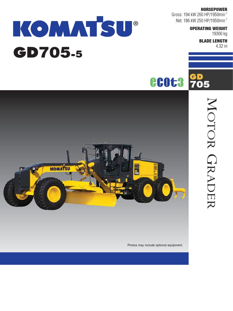 Komatsu GD705-5 Motor Grader Specs | PDF | Transmission (Mechanics ...