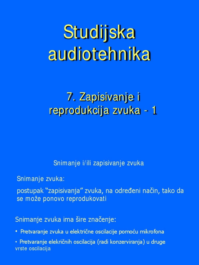 Zapisivanje I Reprodukcija Zvuka 1 PDF | PDF