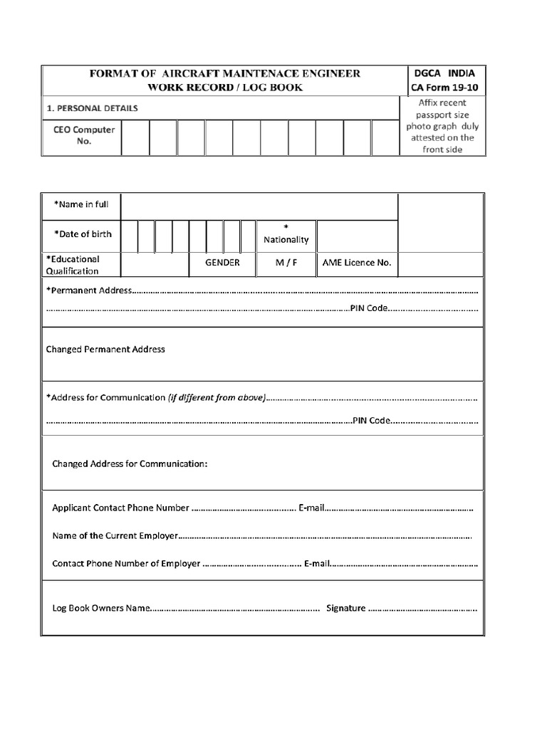 Car - 66 - Log - Book Ame India | PDF | Aviation | Aircraft