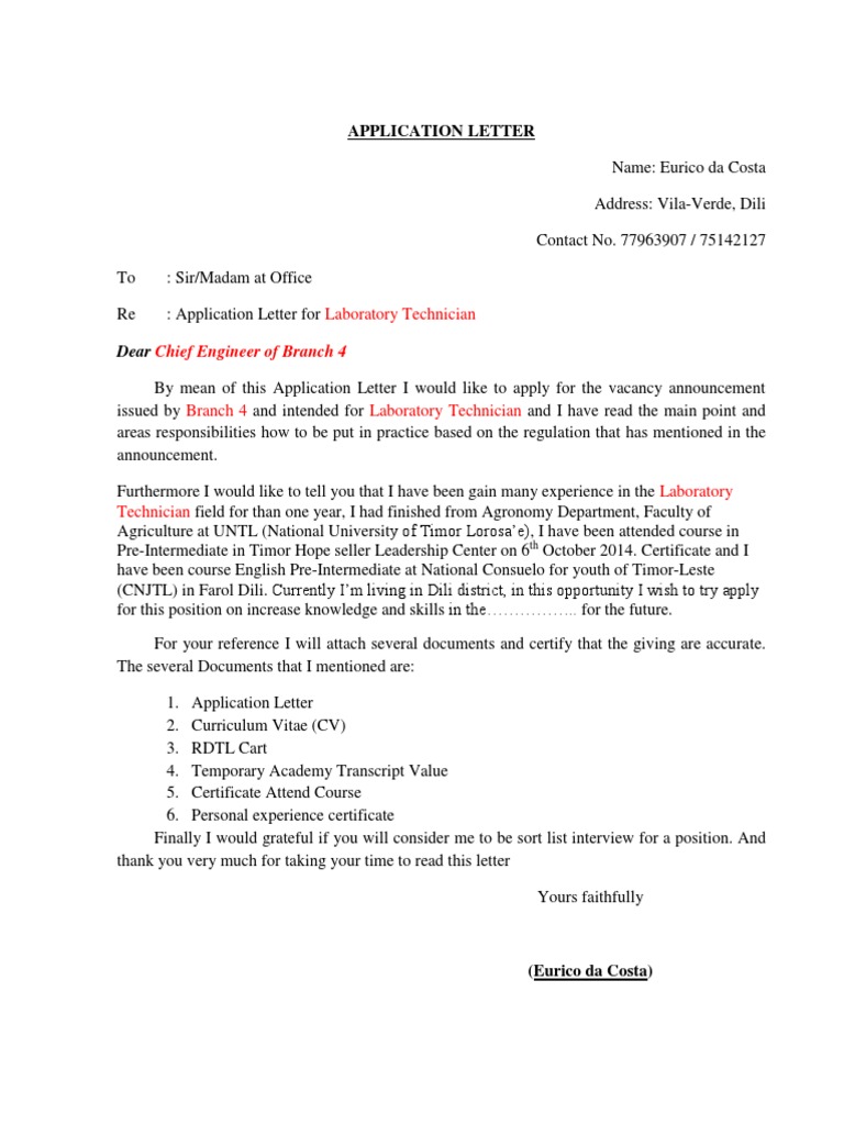 Application Letter II | PDF