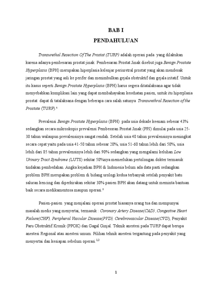 ANESTESI SPINAL PADA Transurethal Resection of The Prostat (TURP) | PDF