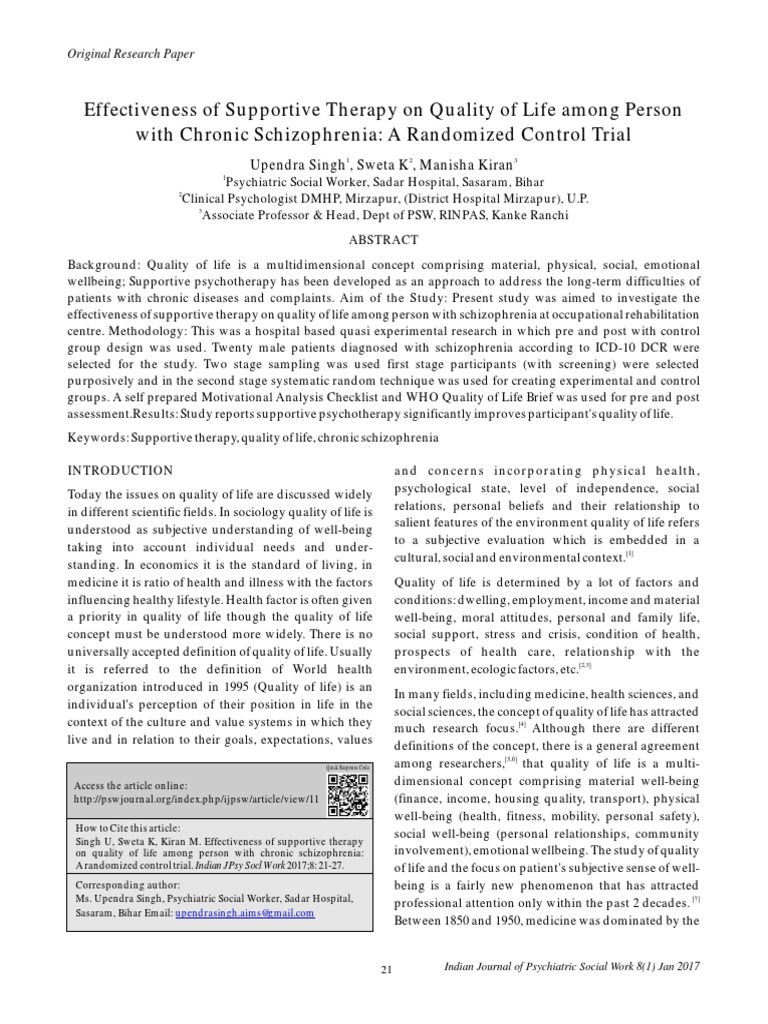 Effectiveness of Supportive Therapy 21-27 PDF | PDF | Psychotherapy ...