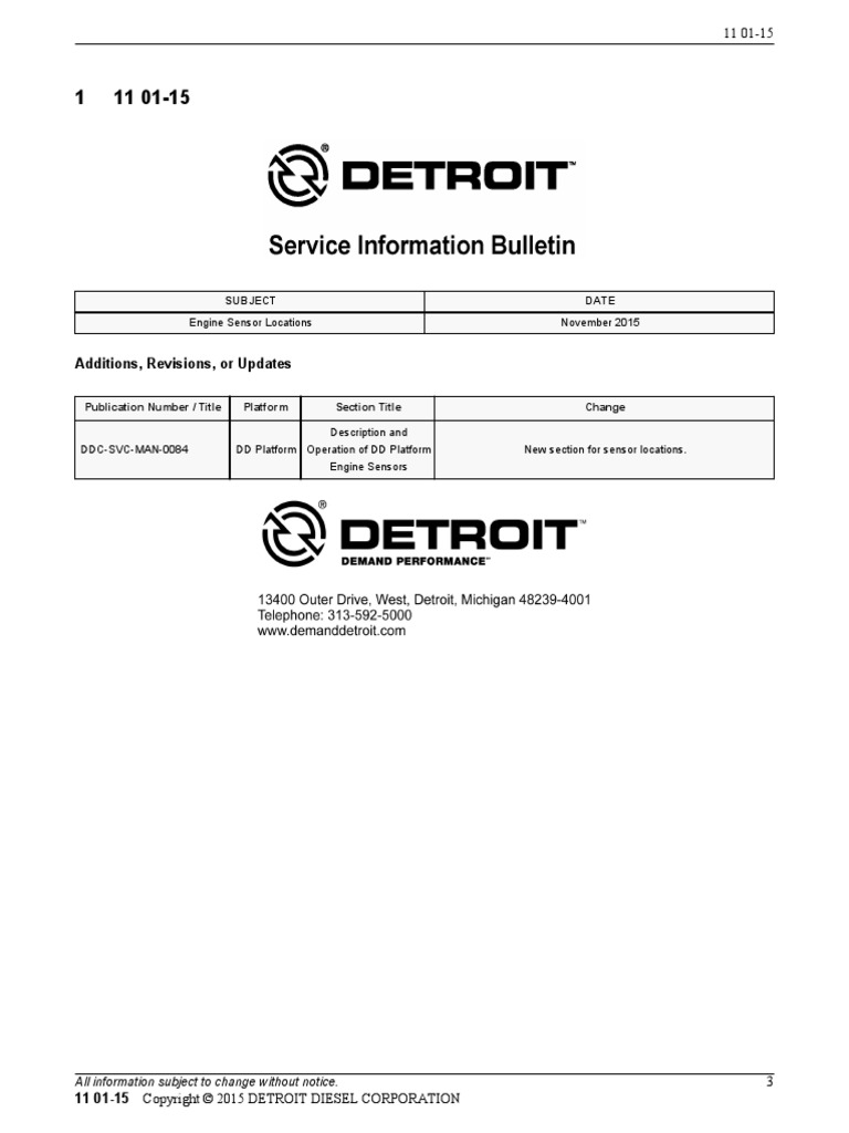 Sensor Location DDC15 EP10 | PDF | Diesel Engine | Throttle