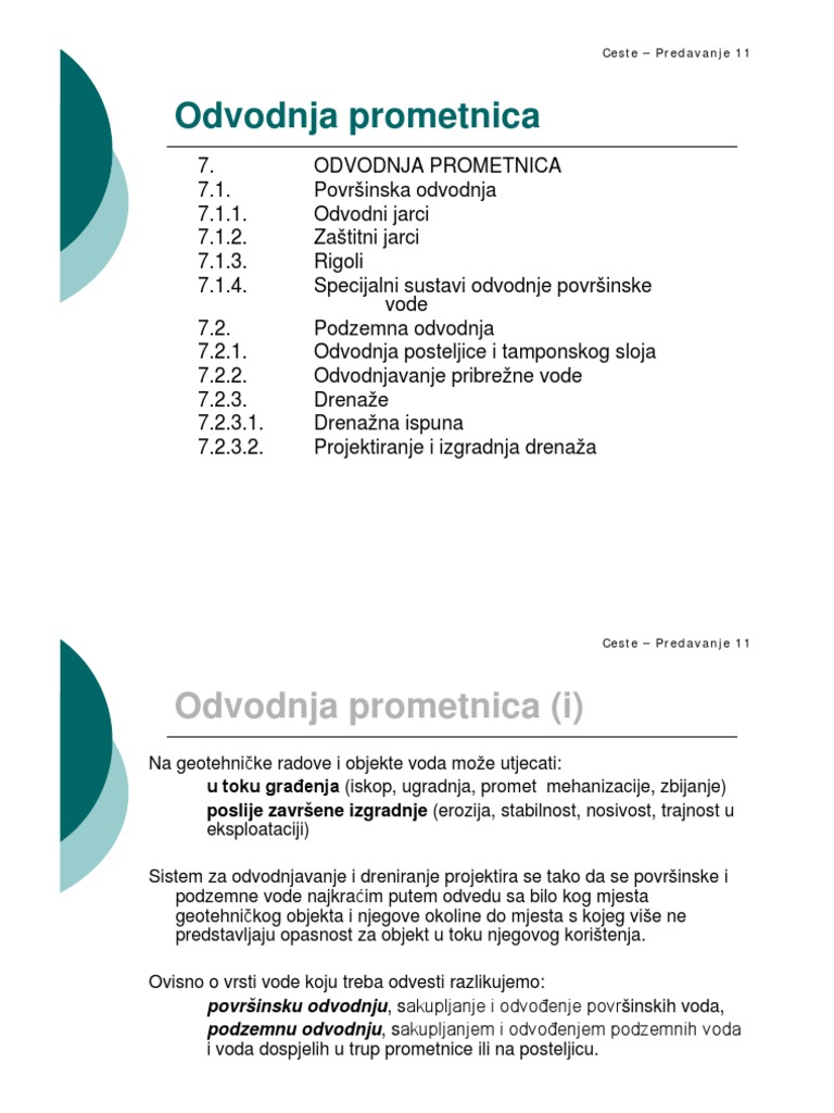 Predavanje 11 Odvodnja-Web | PDF