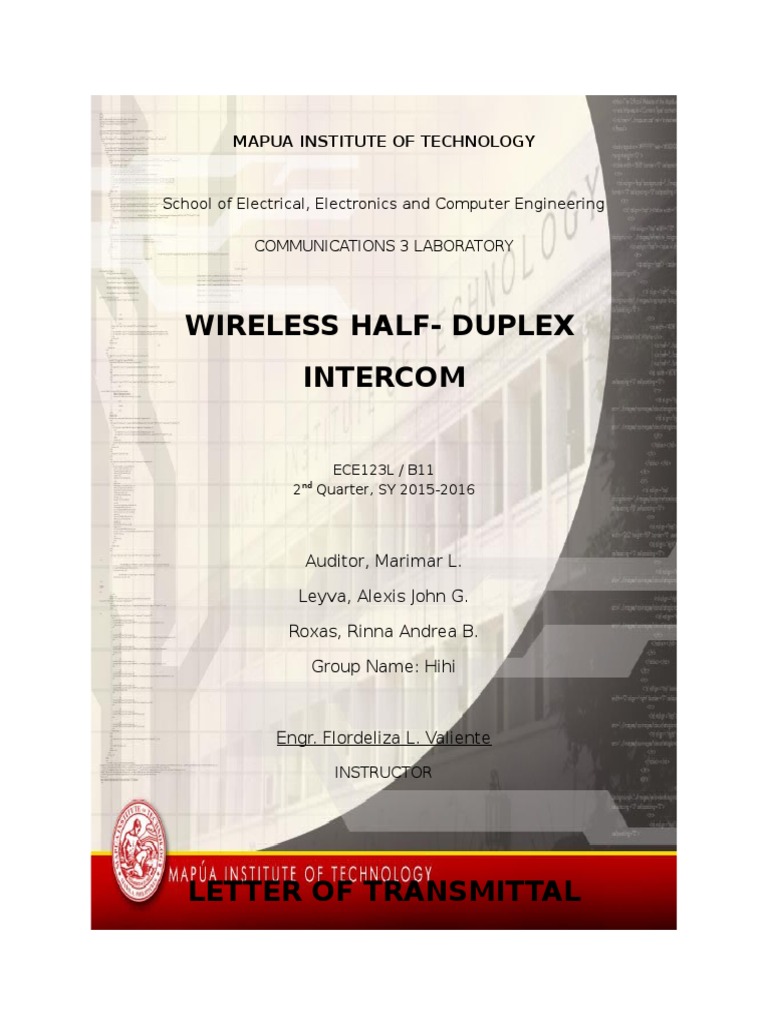 Wireless Half-Duplex Intercom Project | PDF | Duplex (Telecommunications) | Capacitor