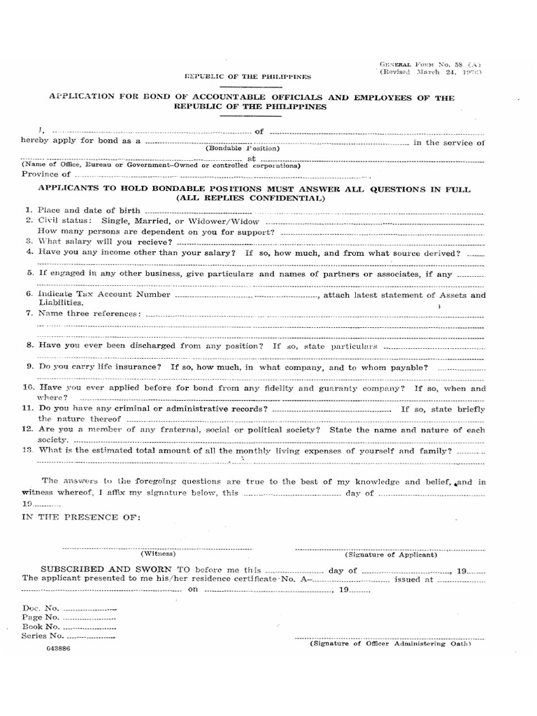 Bond Form 58a PDF | PDF