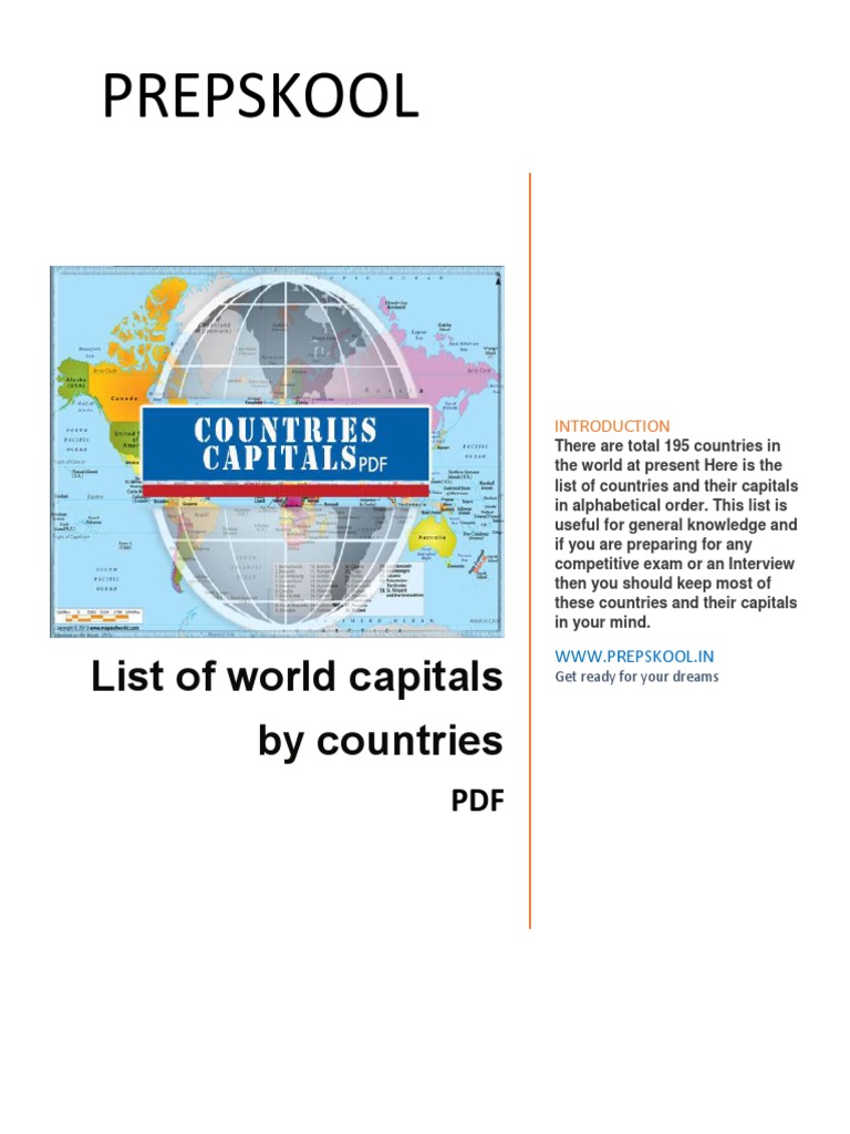 List of World Capitals by Countries | PDF