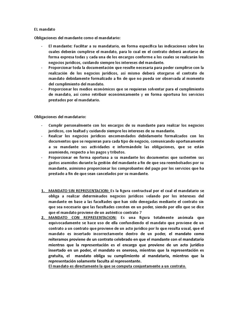 Obligaciones en el Contrato de Mandato | PDF | Gobierno | Business