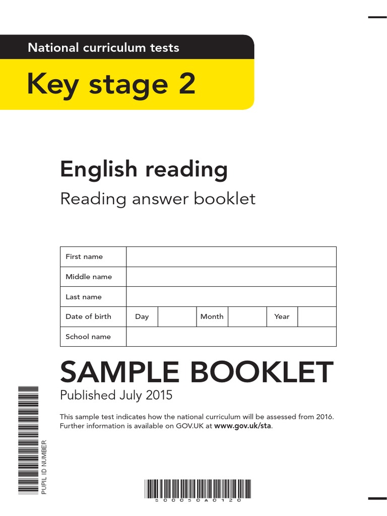 Sample Ks2 Englishreading Readinganswerbooklet | PDF | Foreign Language ...