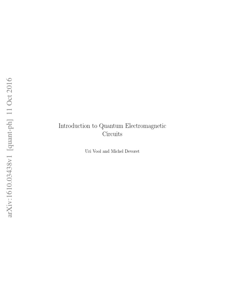 Introduction To Quantum Electromagnetic Circuits | PDF | Lagrangian ...