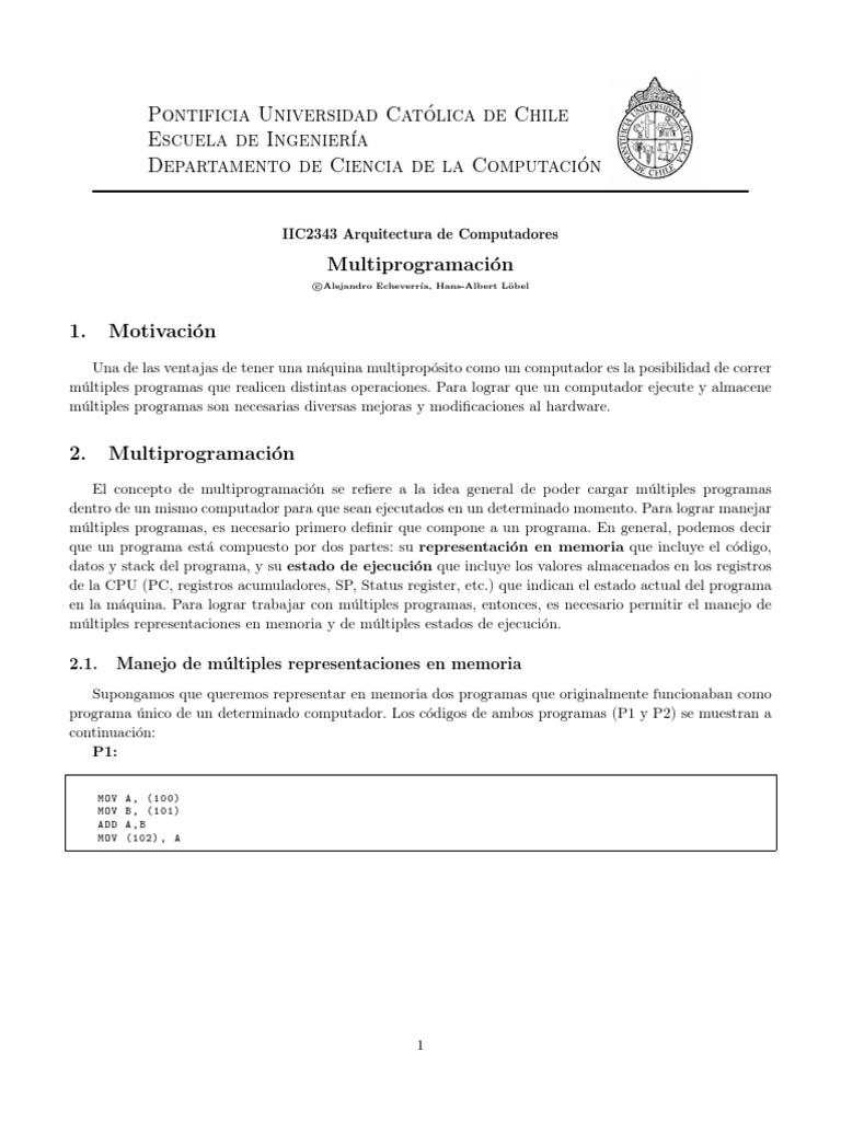 10 - Multiprogramación | PDF | Sistema operativo | Memoria del ordenador