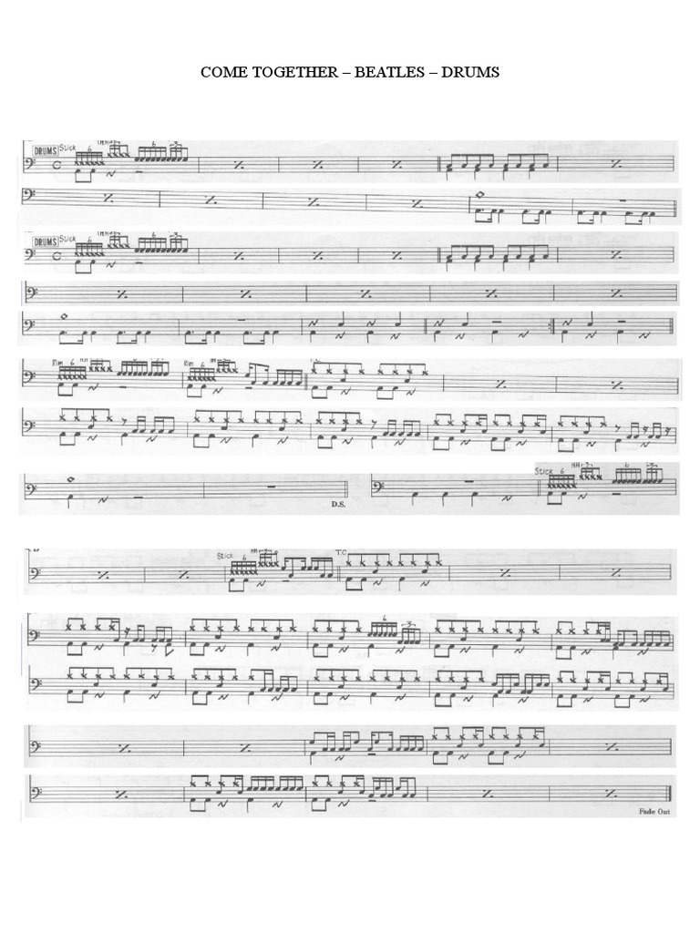 Come Together - Beatles - Drums | PDF