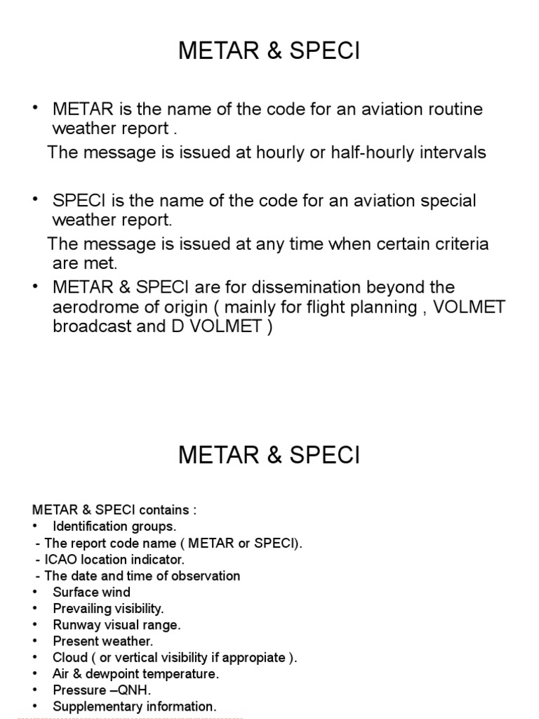 Metar & Speci Code | PDF | Meteorological Phenomena | Atmosphere Of Earth