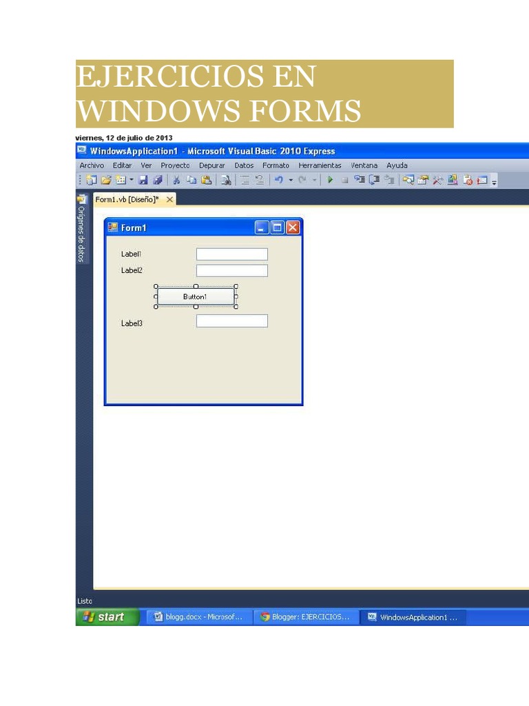 Ejercicios en Windows Forms | Descargar gratis PDF | Informática | Software
