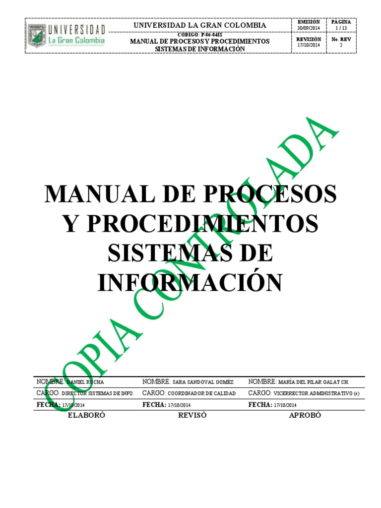 Manual Procesos Procedimientos Sistemas de Informacion | PDF | Servidor web | Internet y web