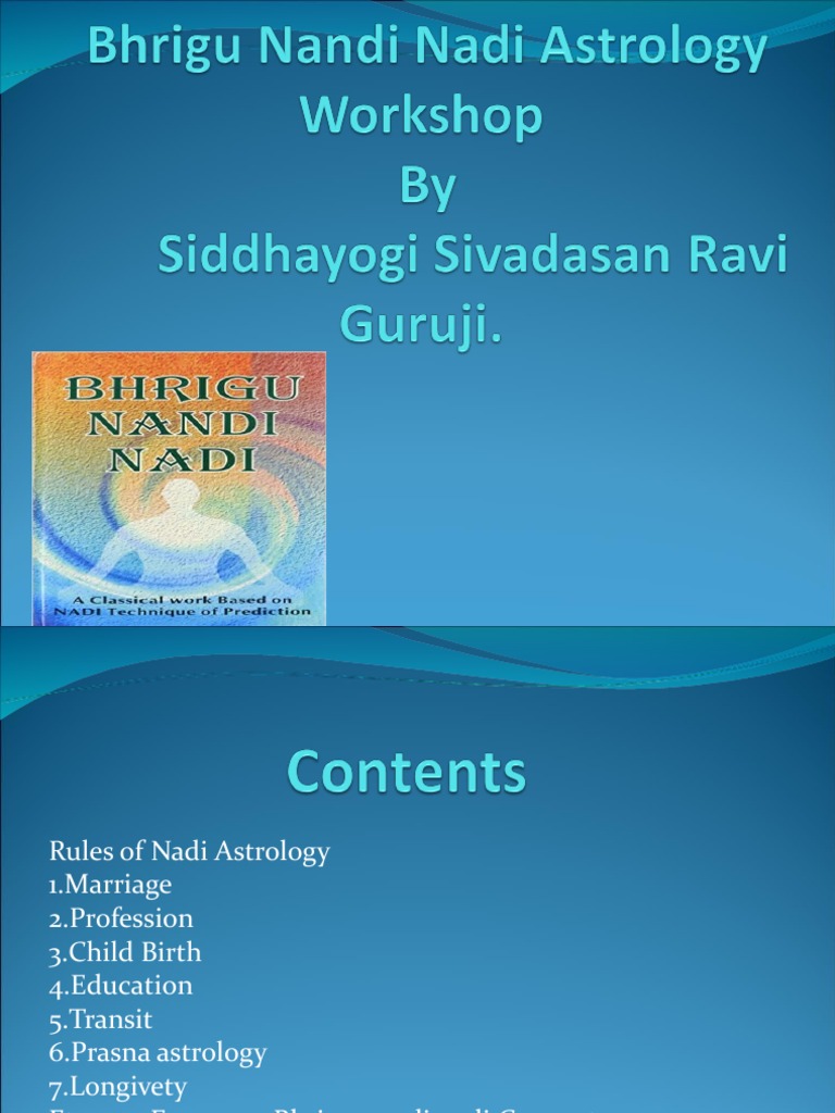 Bhrigu Nandi Nadi Astrology Workshop | PDF
