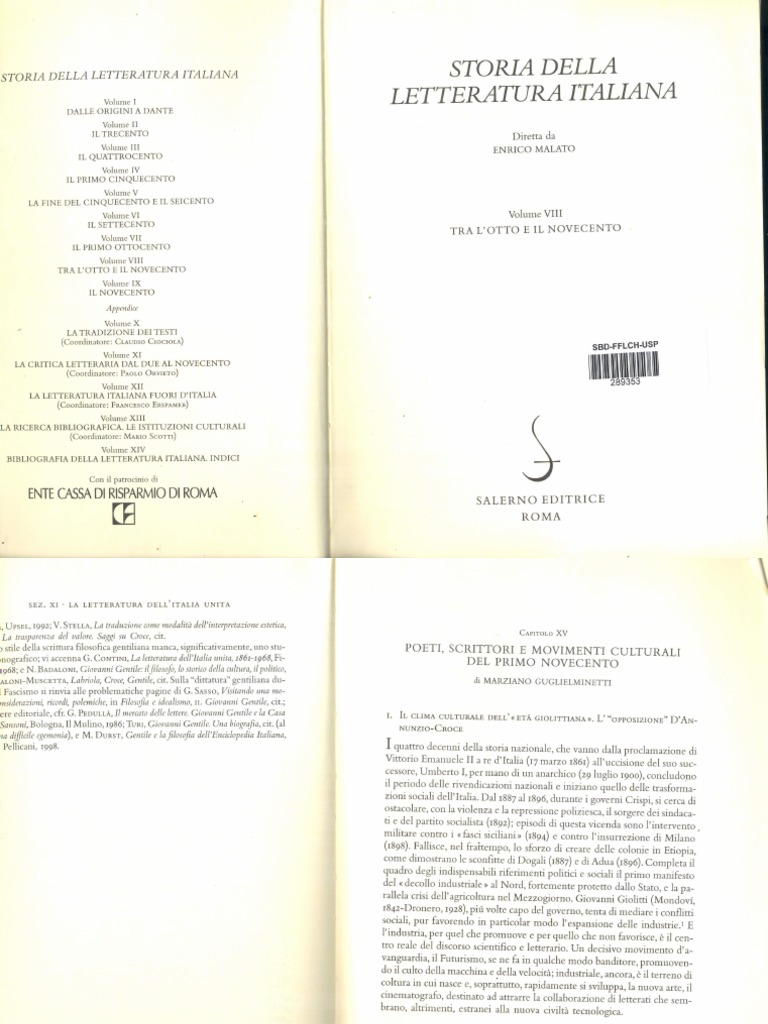 Storia Della Letteratura Italiana - Enrico Malato | PDF