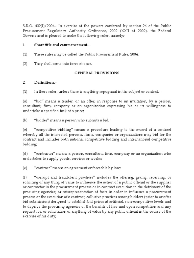 Public Procurement Rules Guide | PDF | Procurement | Specification ...