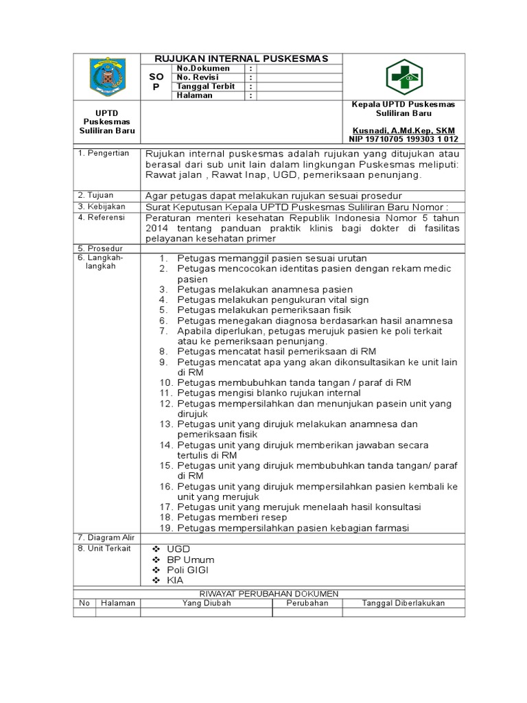 7.5.1.1. Sop Rujukan Internal Puskesmas | PDF