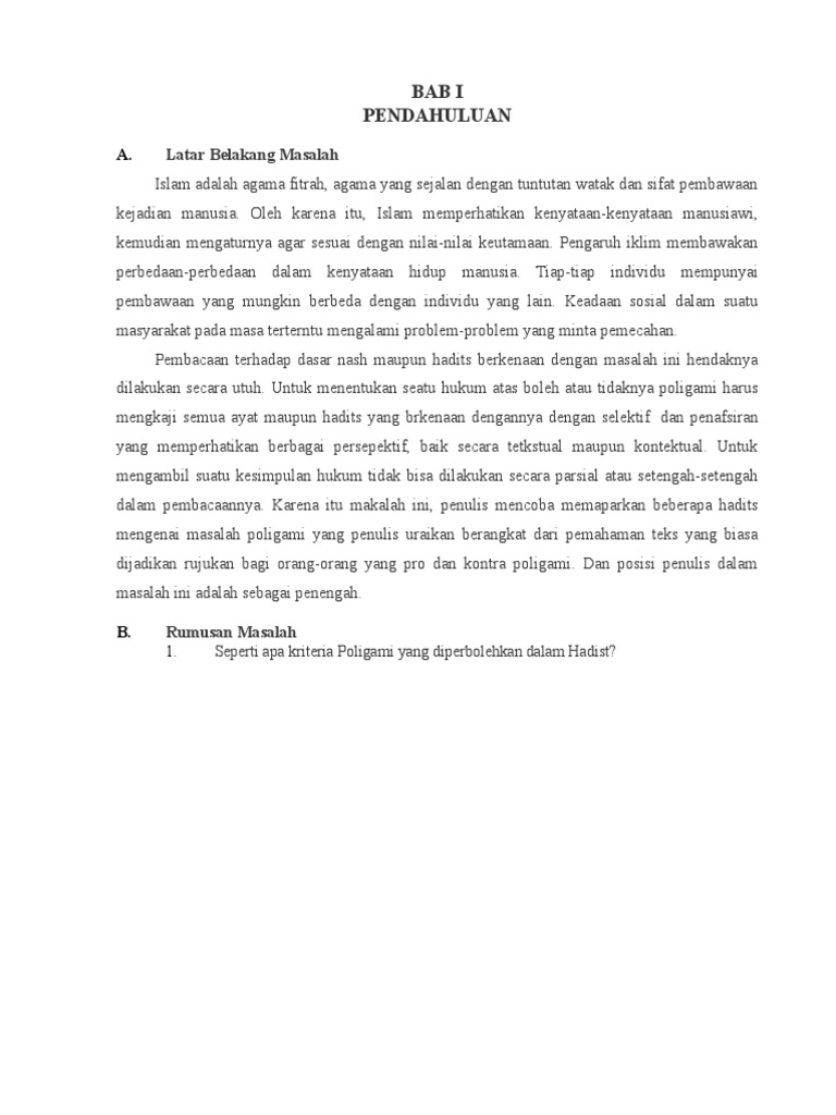 Poligami dalam Islam: Perspektif Hadis | PDF | Agama & Spiritualitas