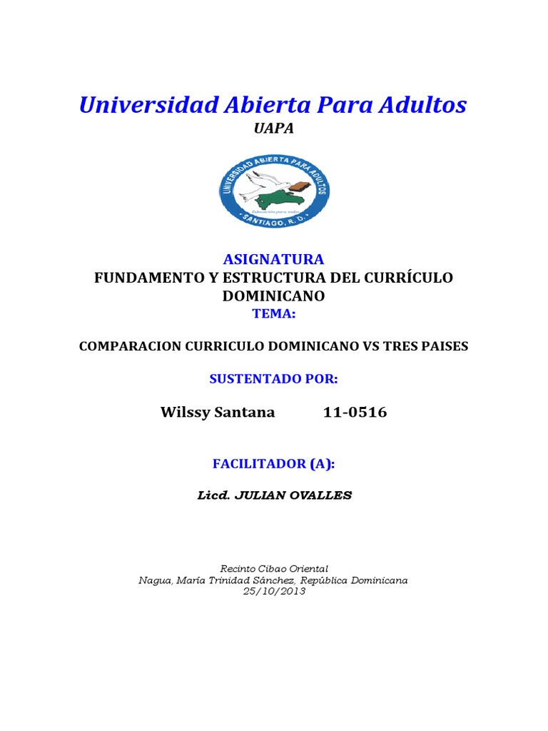 Semejanzas y Diferencias Entre El Curriculo Dominicano y Tres-1 | PDF ...