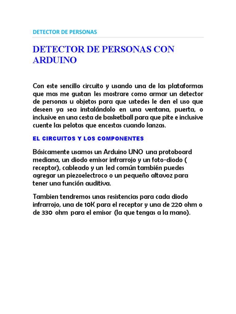 Detector de Personas Y OBJETOS CON ARDUINO | PDF | Ingeniería ...