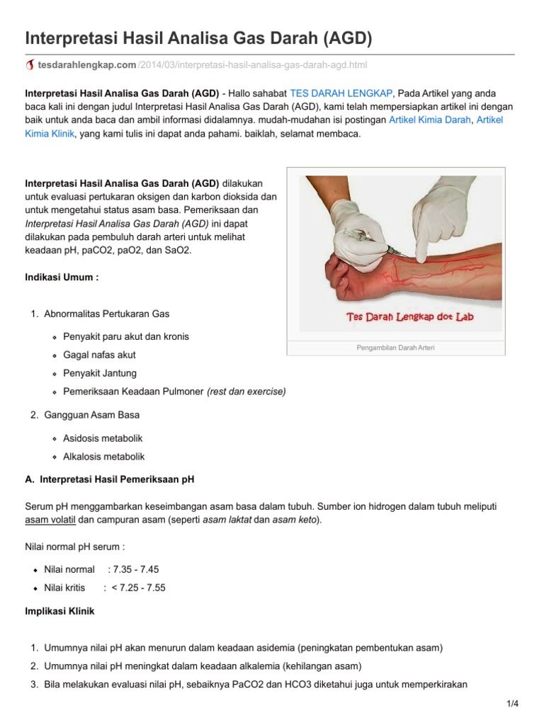 Interpretasi Hasil Analisa Gas Darah AGD | PDF