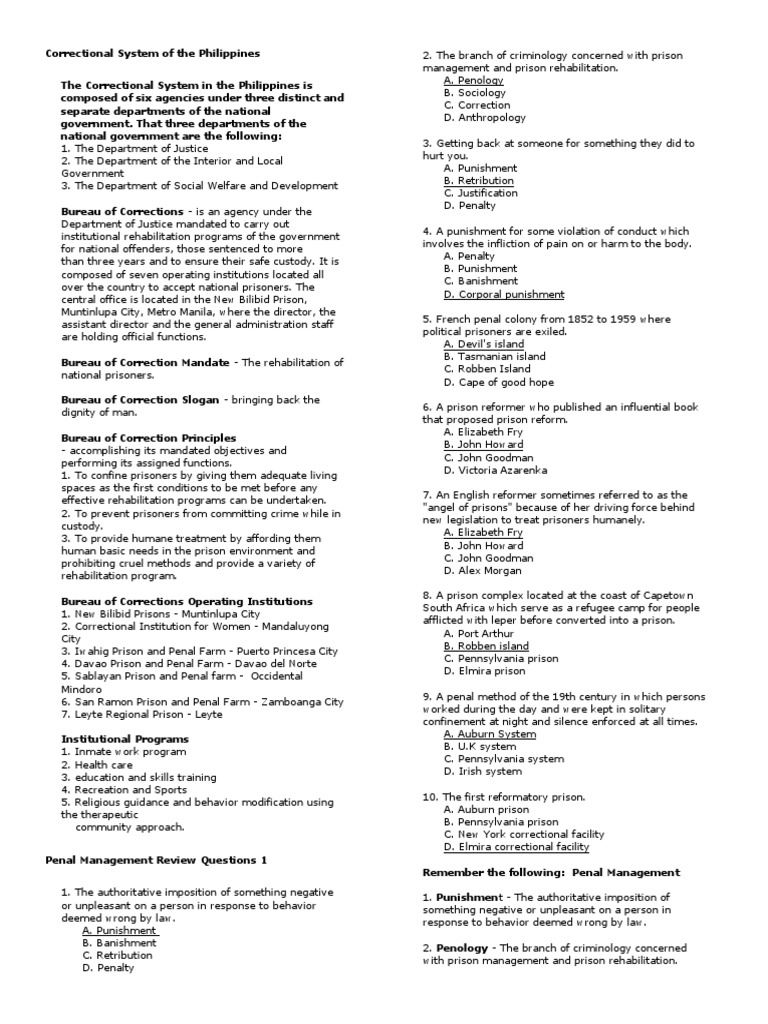 Overview of Philippine Correctional System | PDF | Probation | Prison