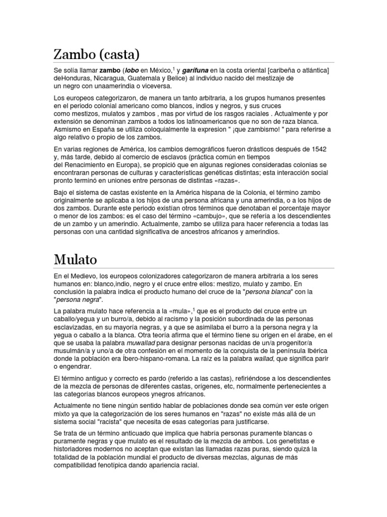 Zambo | PDF | Mulato | Pueblo africano