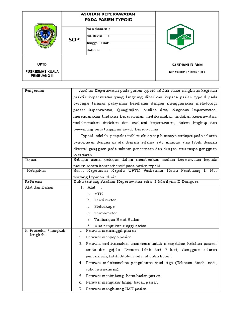 SOP Askep Typoid.. | PDF