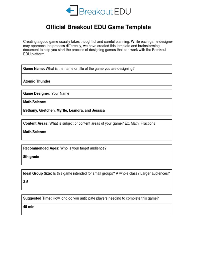 Official Breakout EDU Game Template | PDF | Computing | Computing And ...