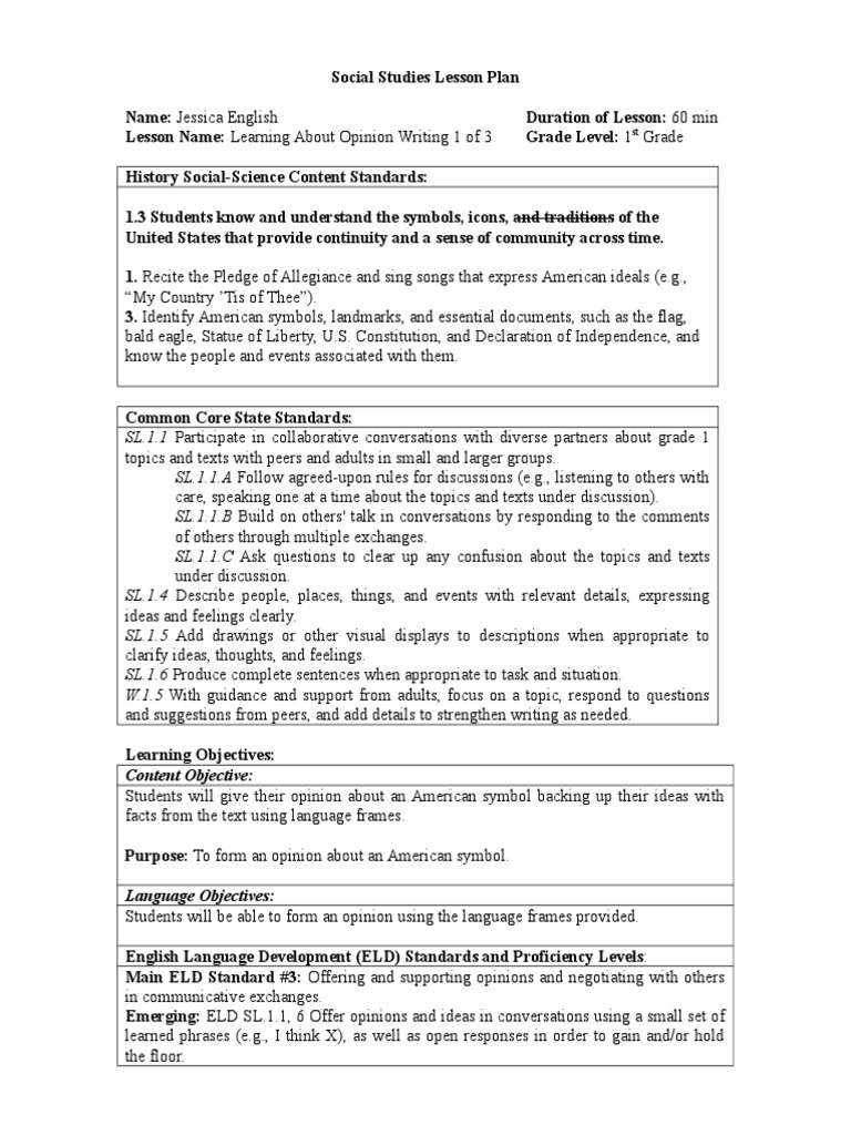 1st Grade Ss Lesson Plans | PDF | Pledge Of Allegiance | Conversation