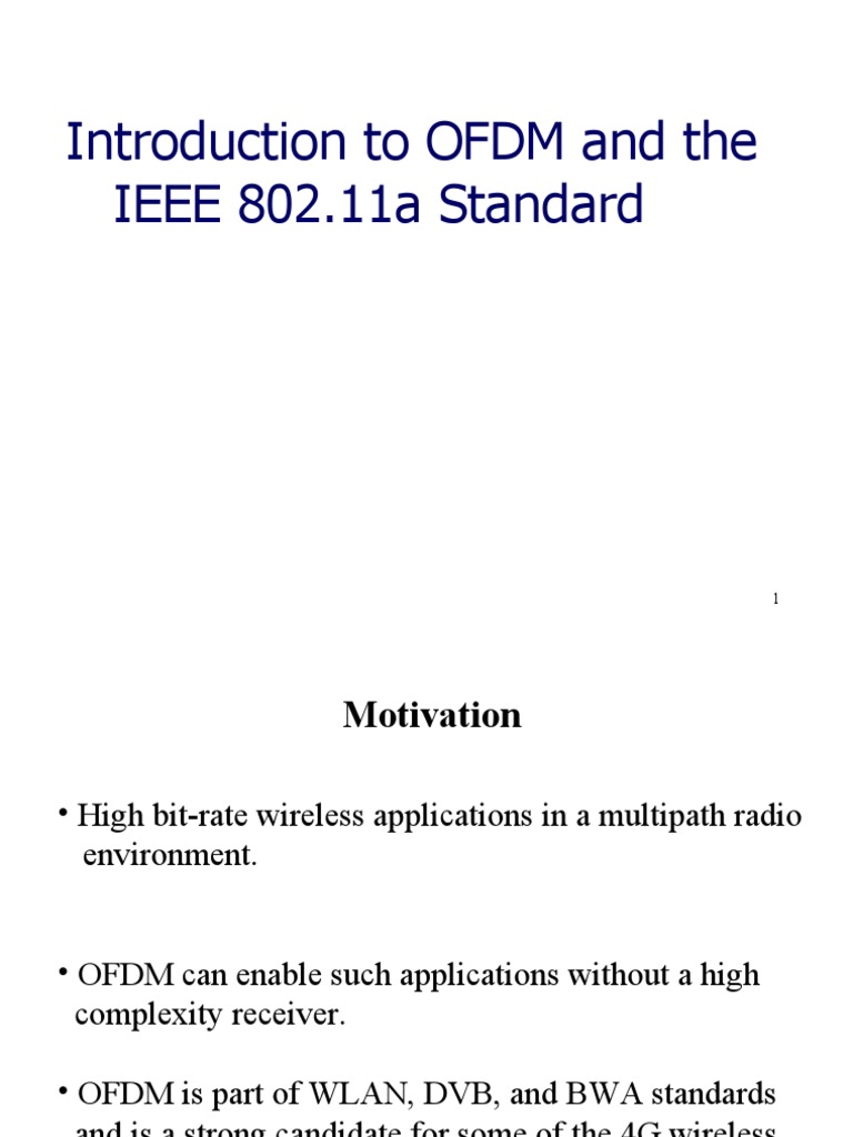 Introduction To OFDM and The IEEE 802.11a Standard | PDF | Orthogonal ...
